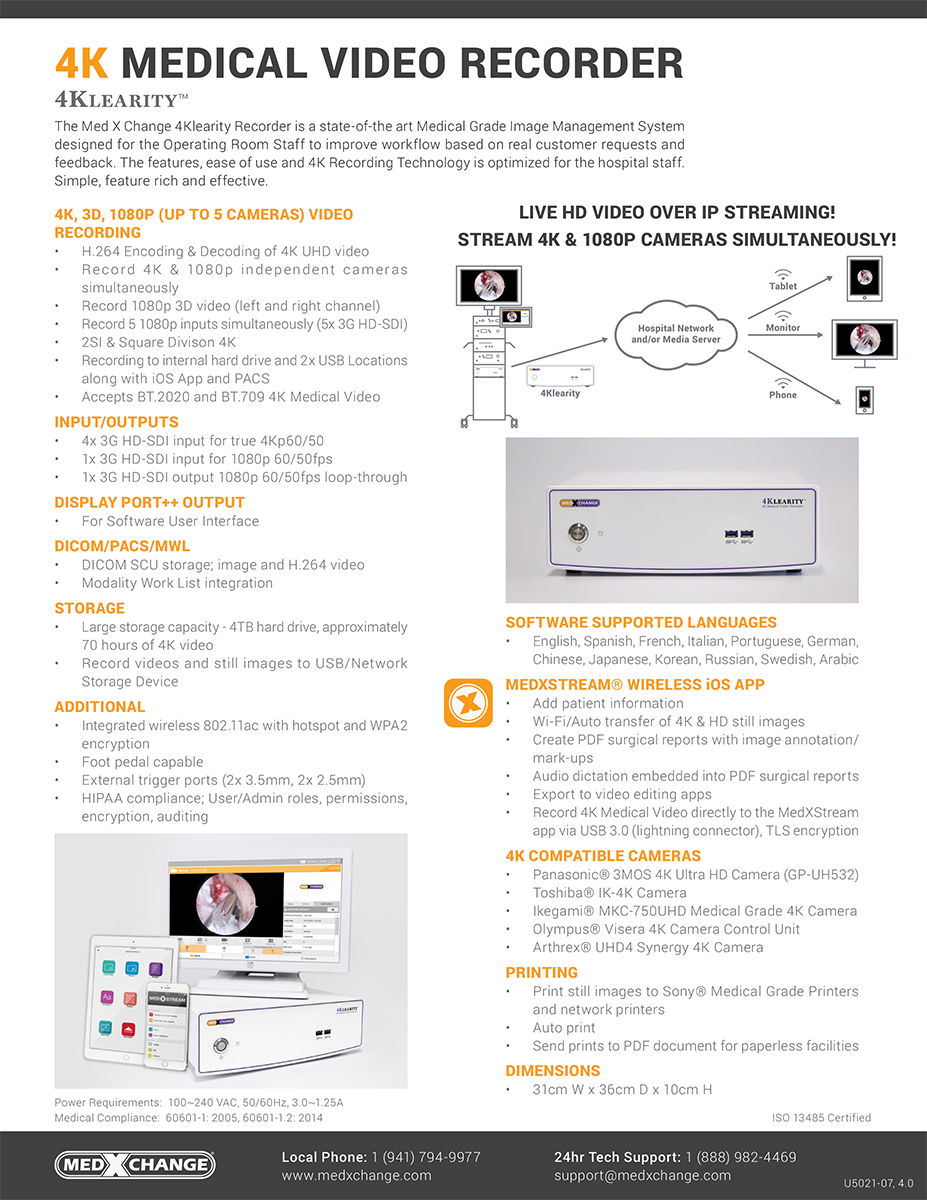 Med X Change - 4Klearity, 4K UHD Medical Video Recorder - 1080p ...